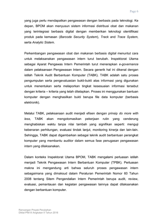 Rancangan Proyek Perubahan Diklat PIM III | PDF