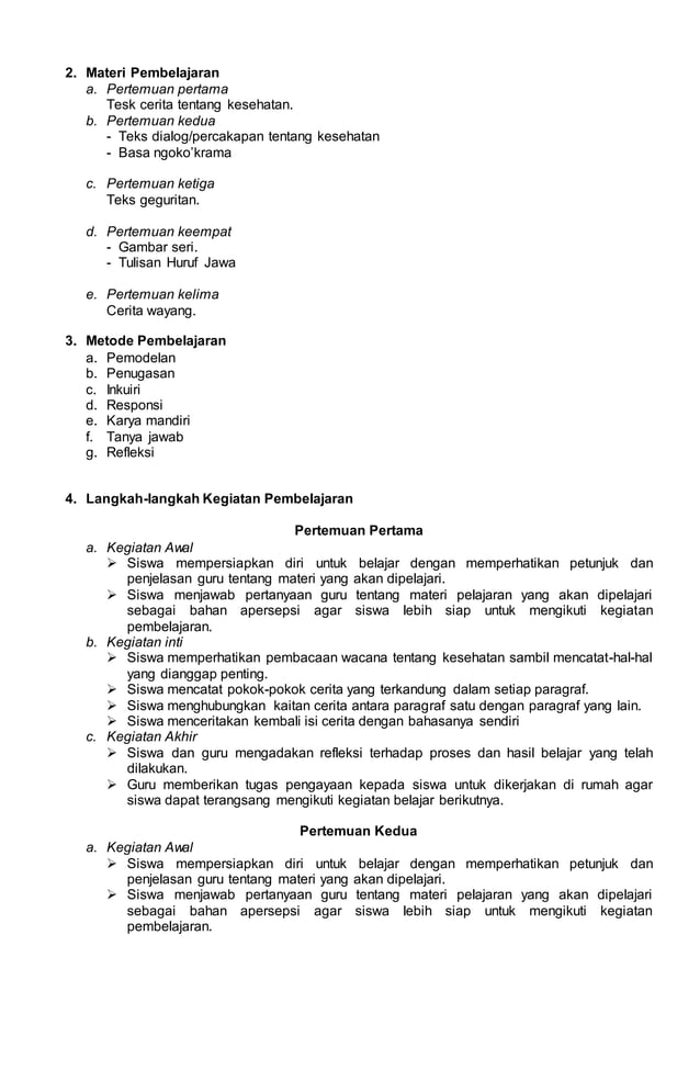 Rpp b. jawa kelas 4 | PDF