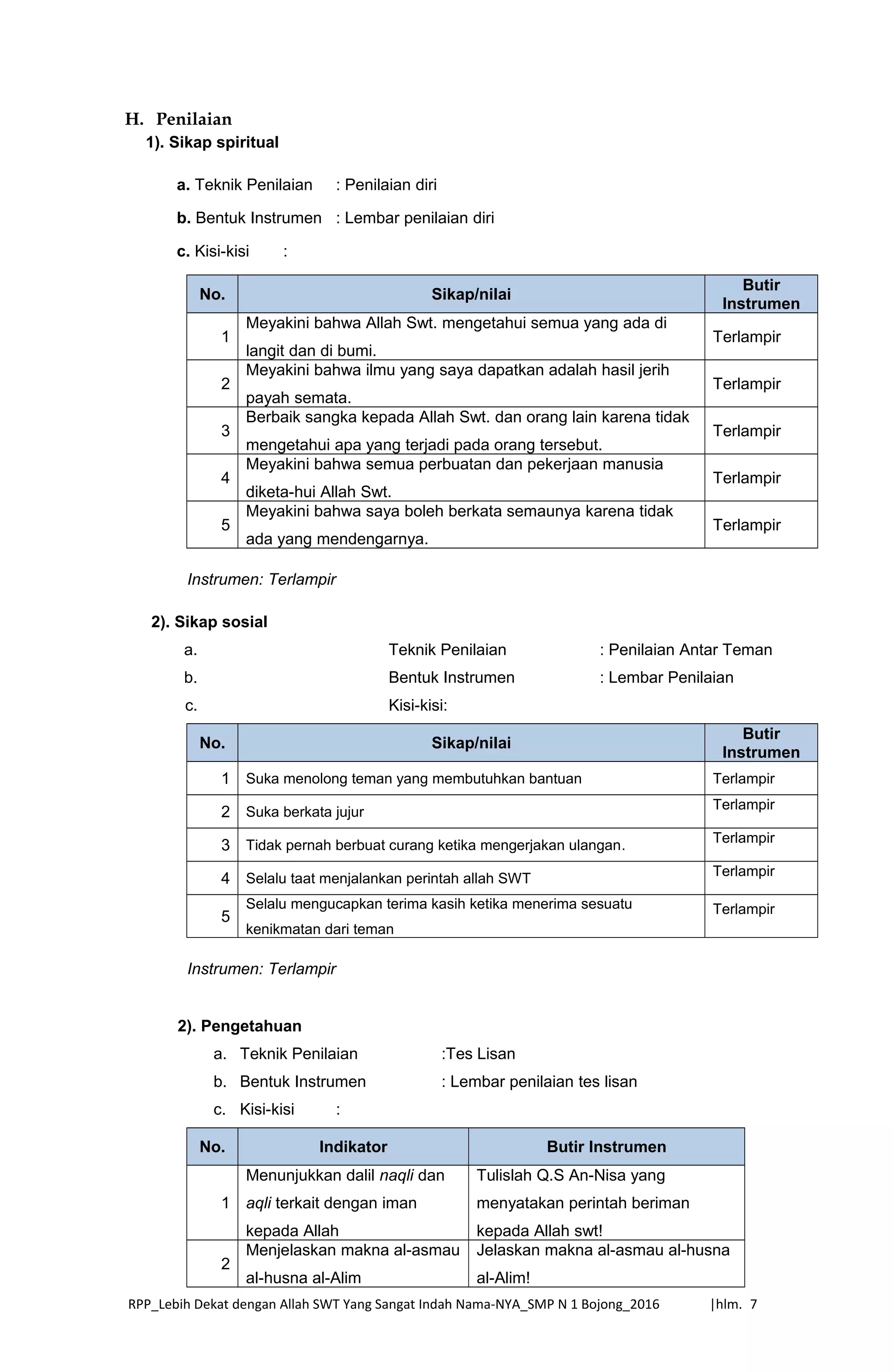 Rpp bab 3 (asmaul husna) | PDF