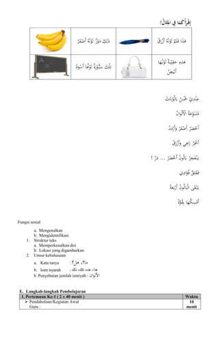 Rpp bahasa arab kelas 7 mengenal warna | PDF