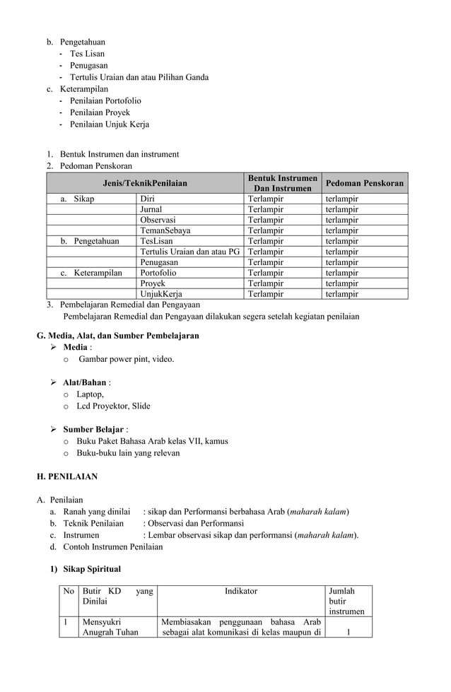 Rpp bahasa arab kelas 7 mengenal warna | PDF