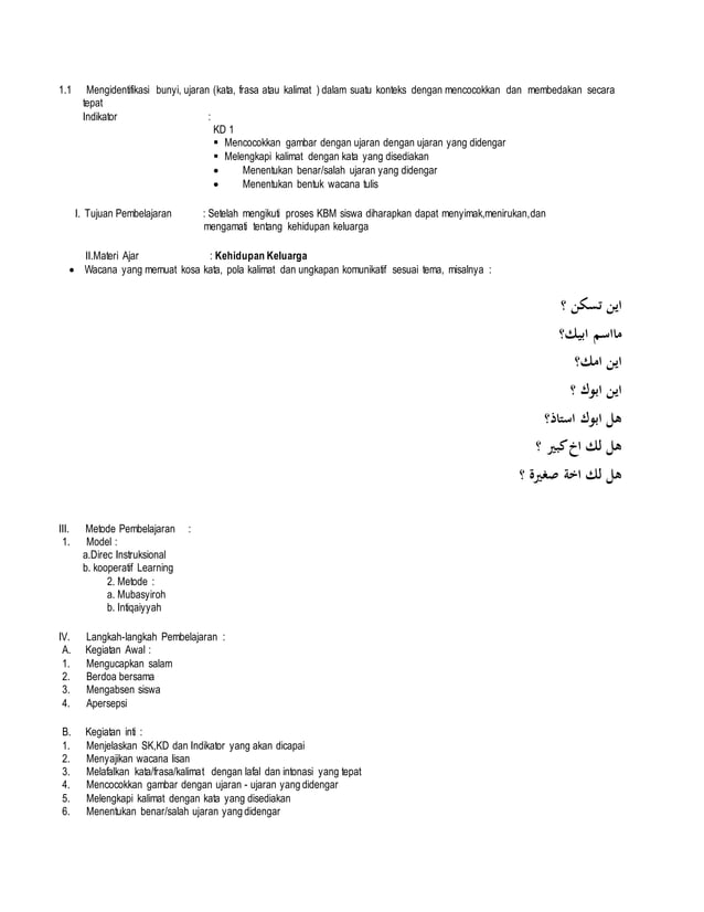 Rpp bahasa arab sma xi | DOCX