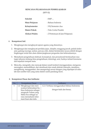Model RPP Bahasa Indonesia | PDF