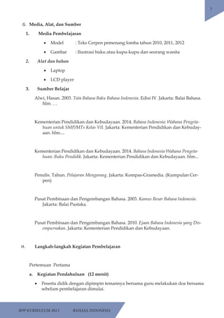 Model RPP Bahasa Indonesia | PDF