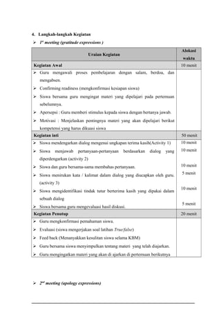 RPP bahasa inggris SMP (gratitude expressions form listening skill) | DOC