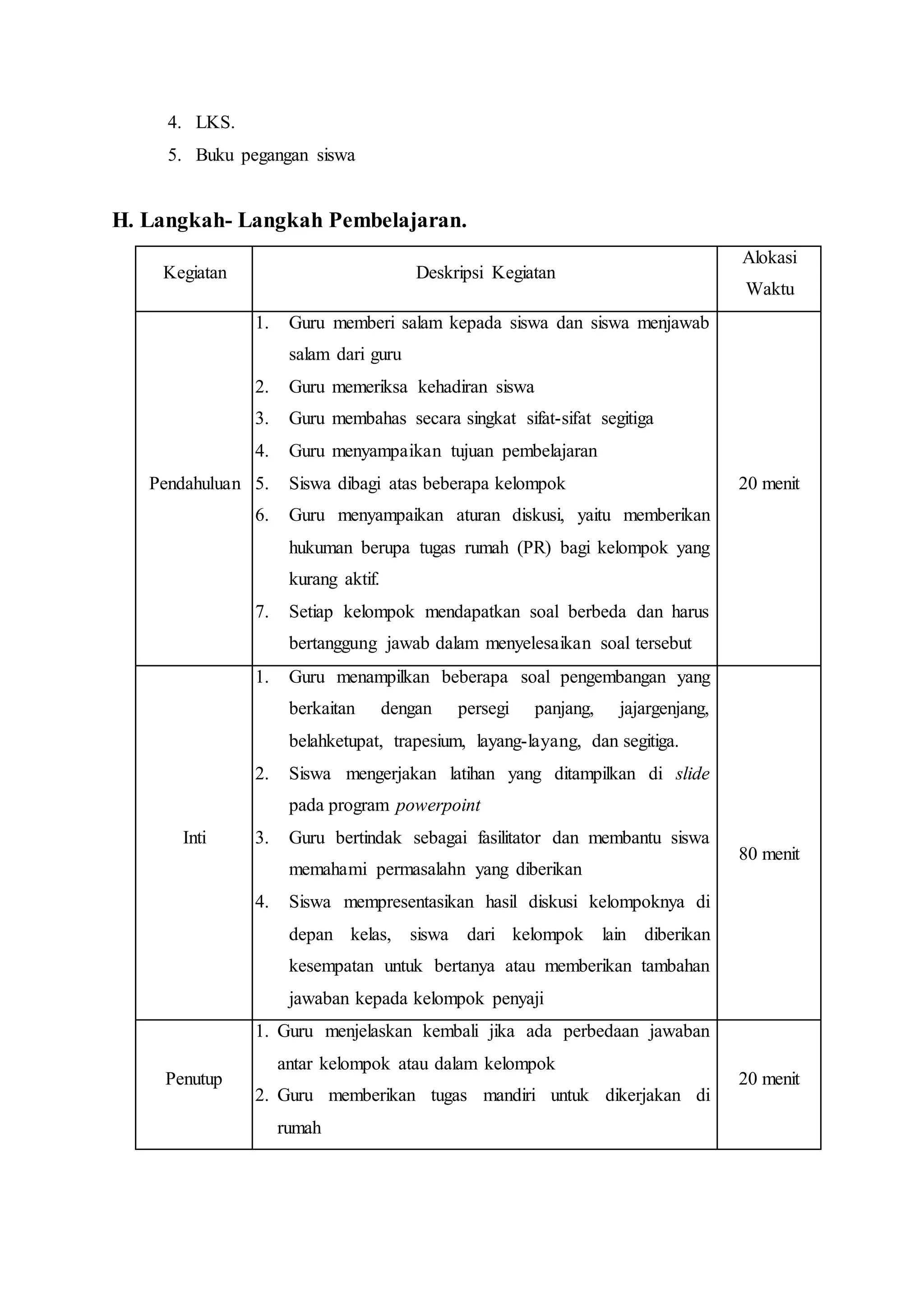 contoh RPP Matematika SMP | DOCX