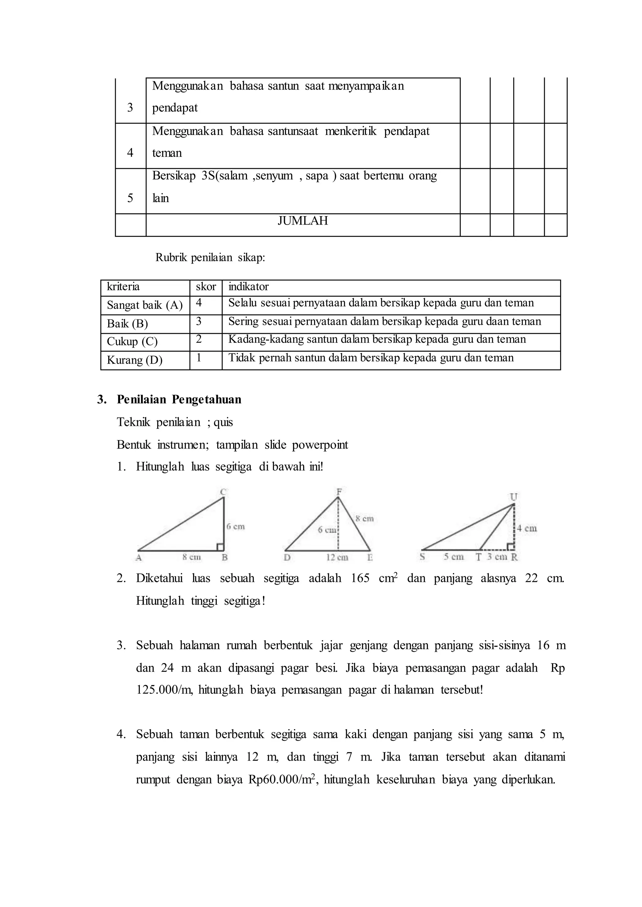 contoh RPP Matematika SMP | DOCX