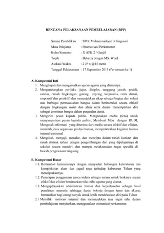 Rpp bekerja dengan ms word | DOC