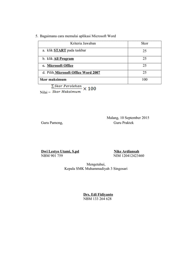 Rpp bekerja dengan ms word | DOC