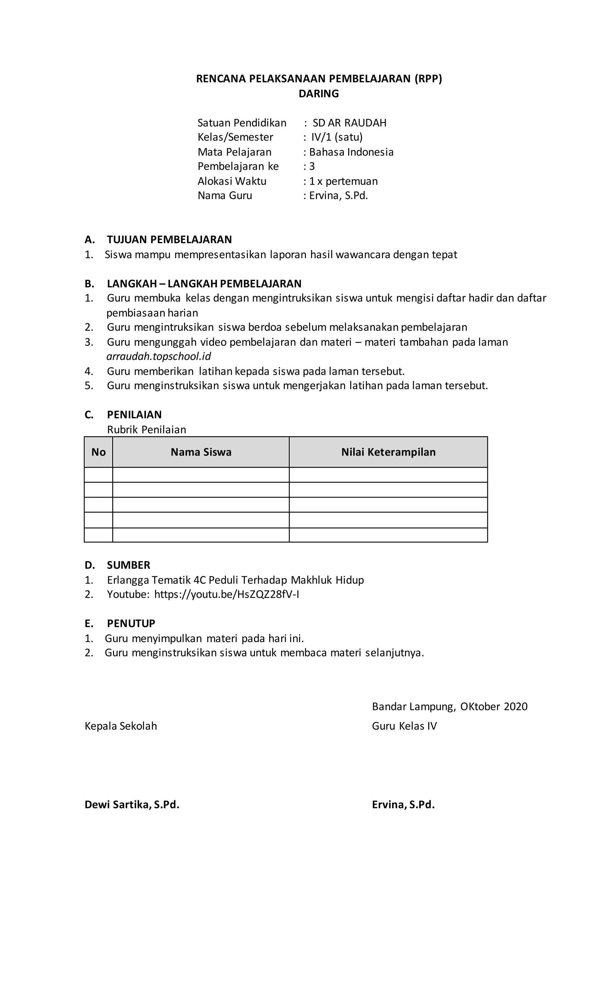 Rpp bindo 4 c sub 3 | PDF