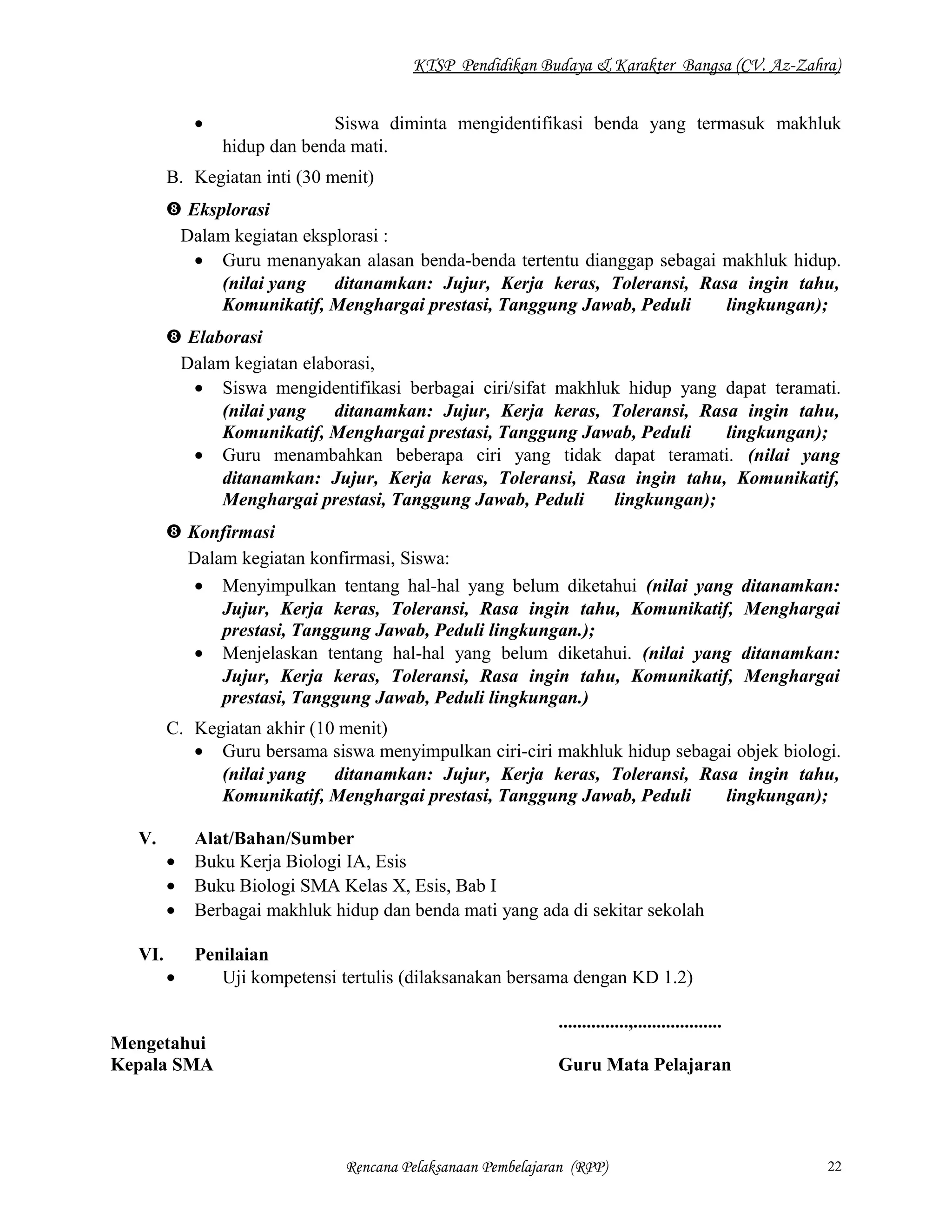 rpp biologi sma ktsp semua kelas | DOC