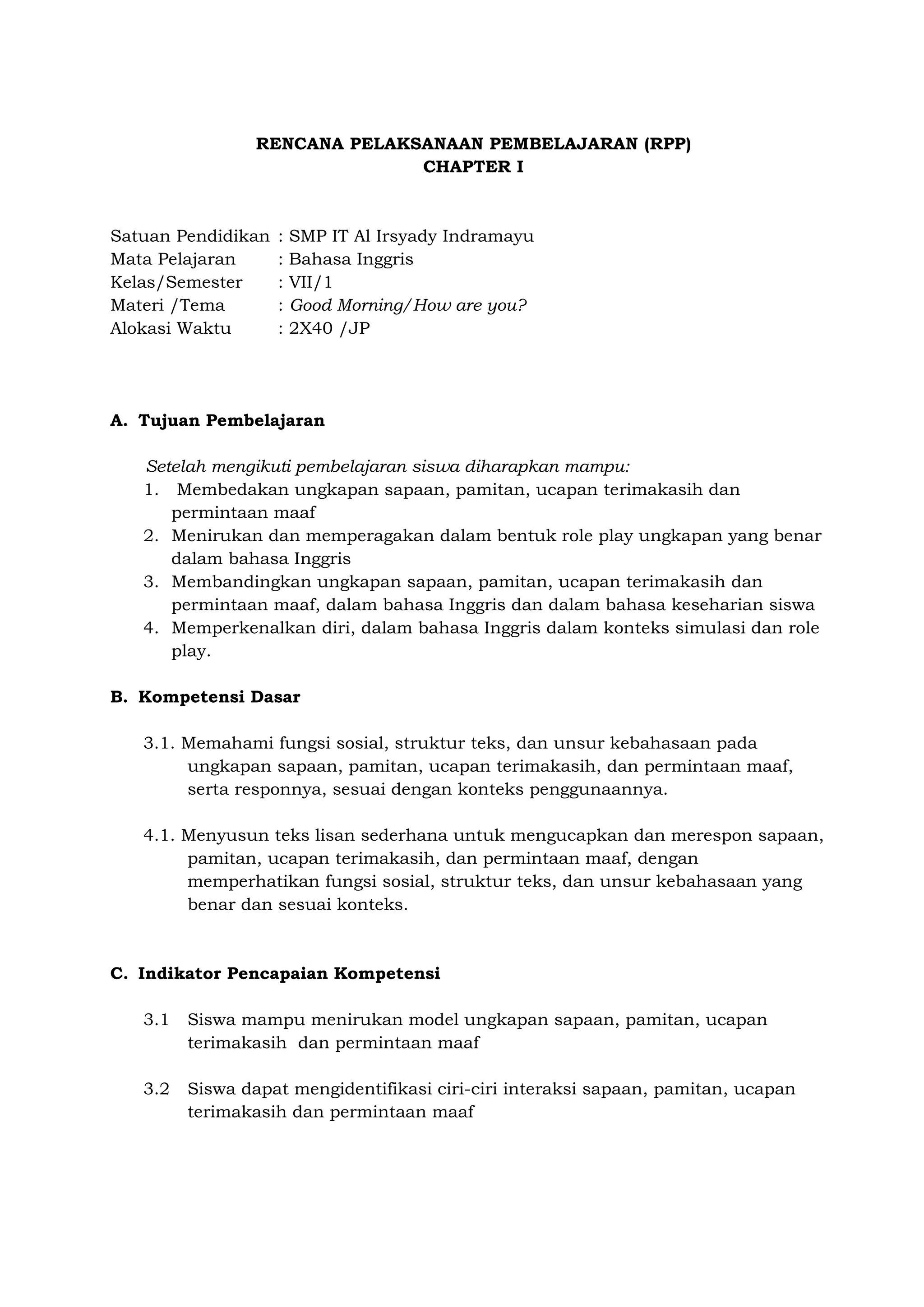 Rpp kelas 7 smp kurikulum 2013 | PDF