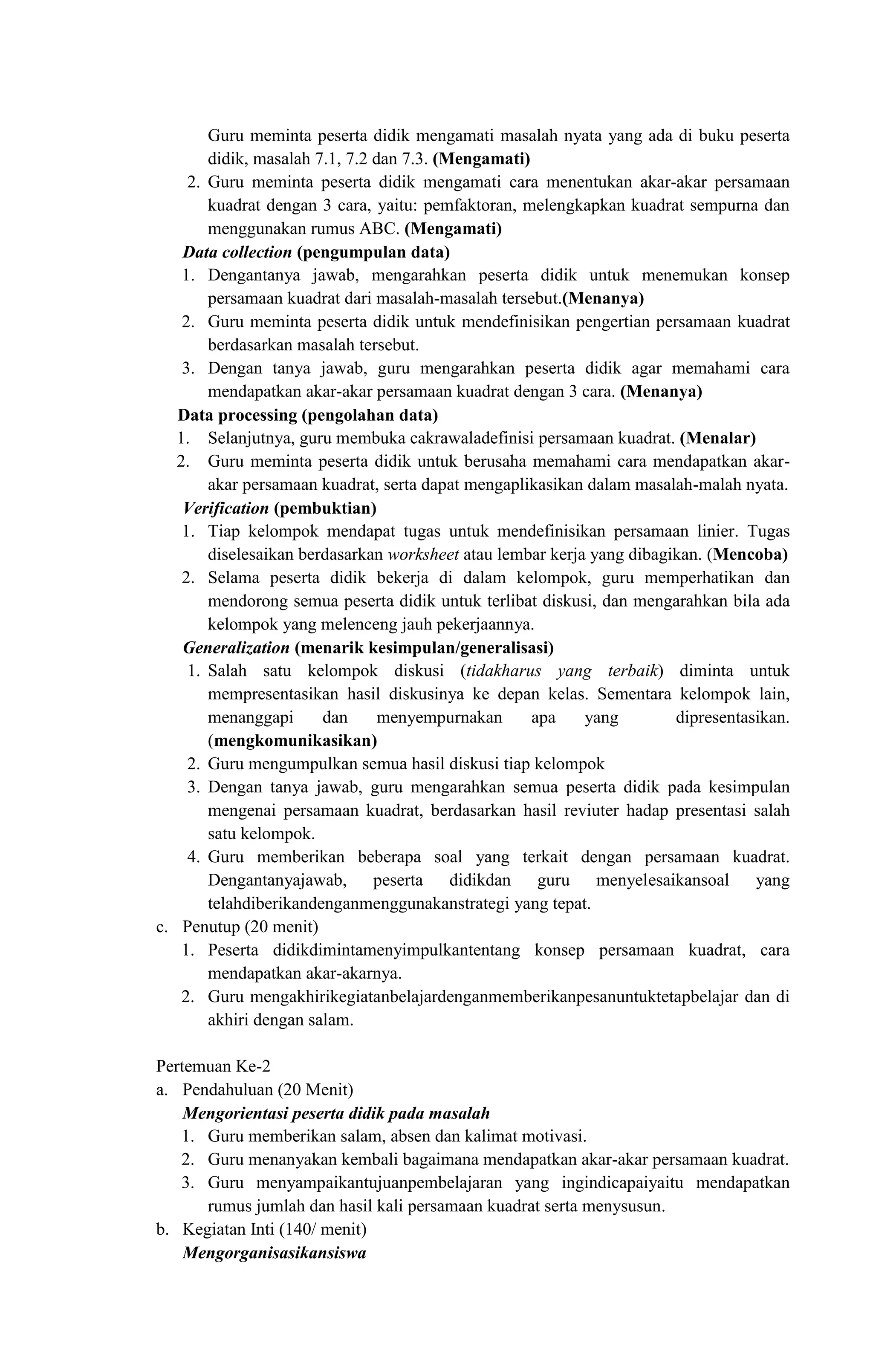 Rpp discovery learning matematika | DOCX