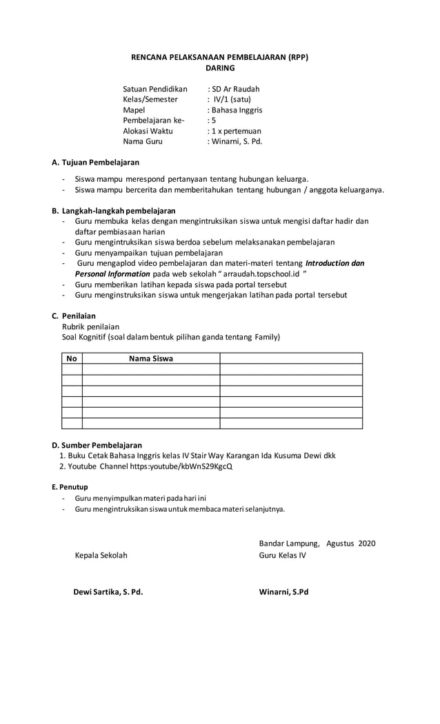 Rpp english p.5 | PDF