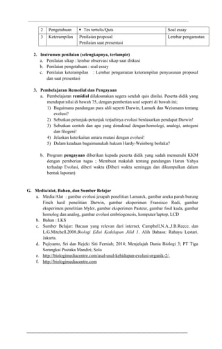 rpp materi evolusi kelas 12 sesuai kurikulum 2013 | DOC