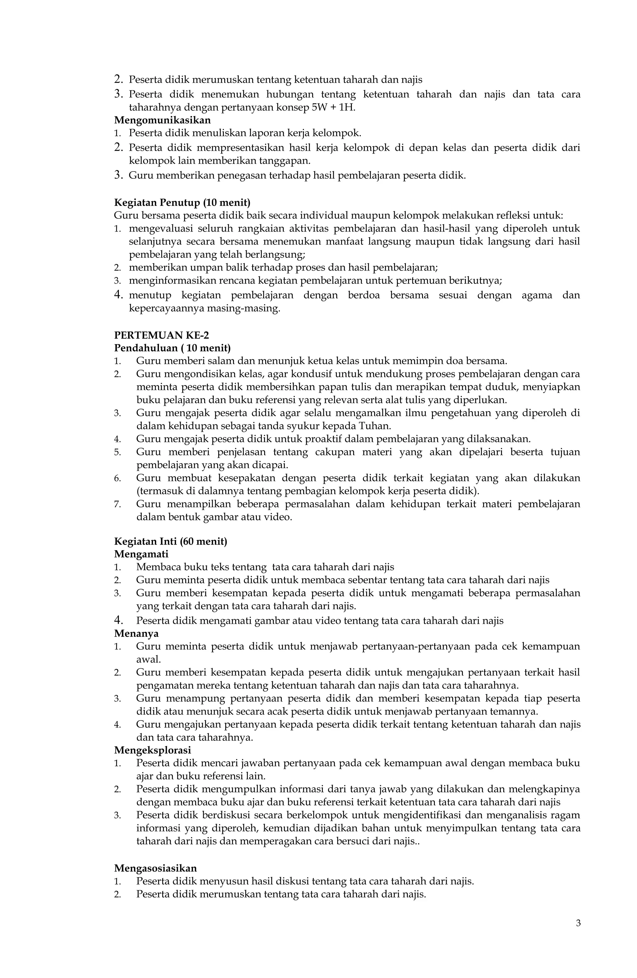 Rpp fikih 7 bab 1 pertemuan 1,2 | PDF