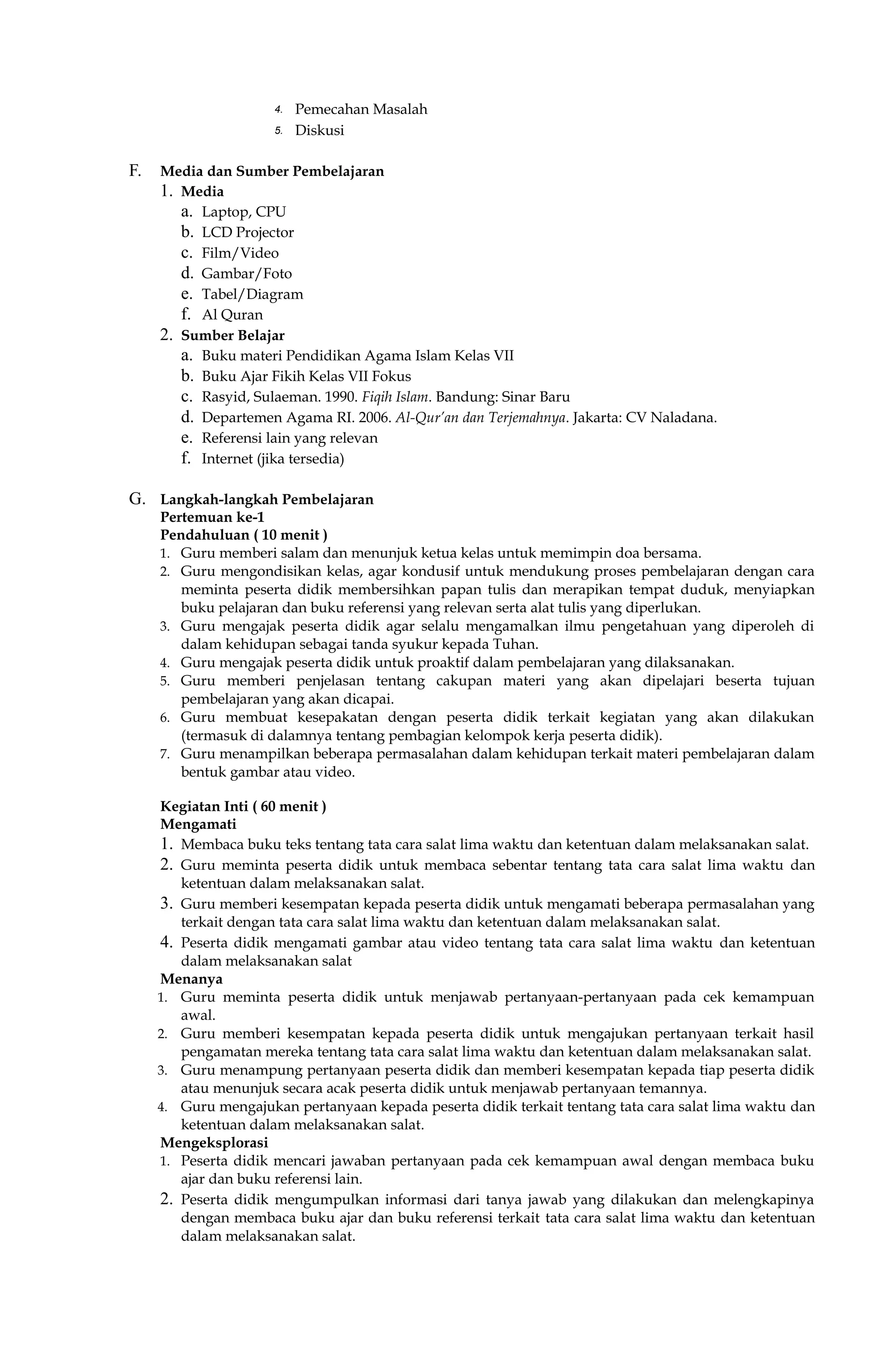 Rpp fikih 7 bab 2 pertemuan 1,2 | PDF