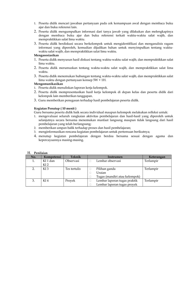 Rpp fikih 7 bab 2 pertemuan 1,2 | PDF