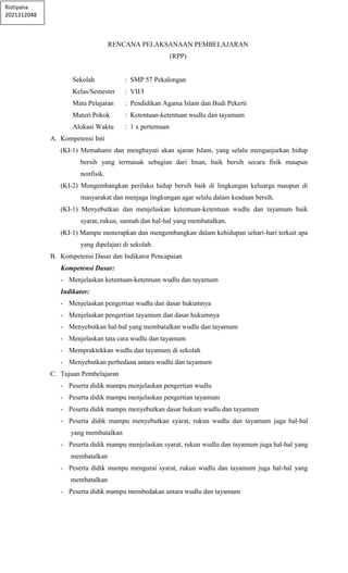 Rpp fiqih 7 | PDF
