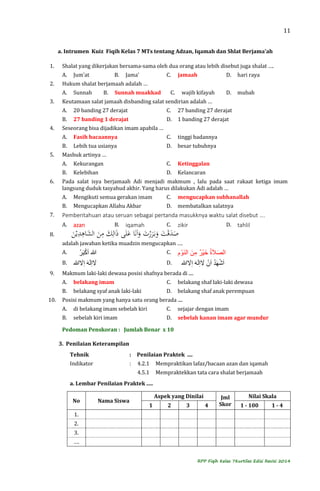 RPP Fiqih Kelas 7 MTs Kurtilas Edisi Revisi | PDF