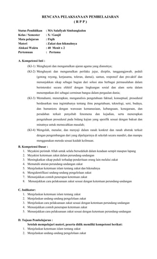 Rpp Fiqih MA Kelas X Semeter 1 | DOC