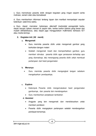 Rpp fiqih MTs kelas VII | DOCX