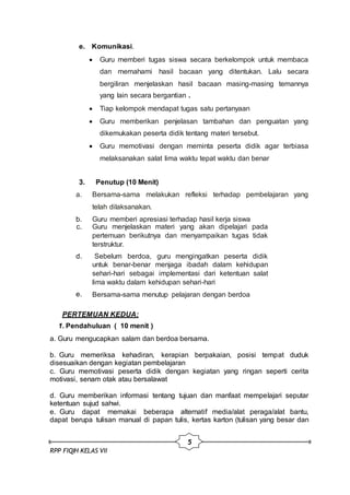 Rpp fiqih MTs kelas VII | DOCX