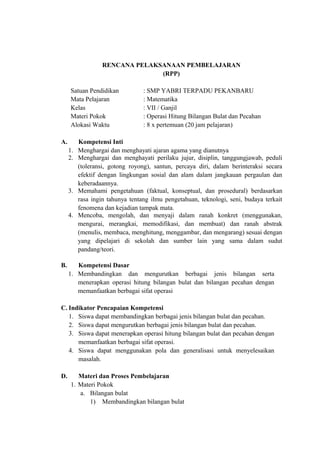 rpp bilangan by fistivawaini | PDF