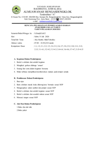 Rpph 27 juli 2020 aku hamba allah | DOCX