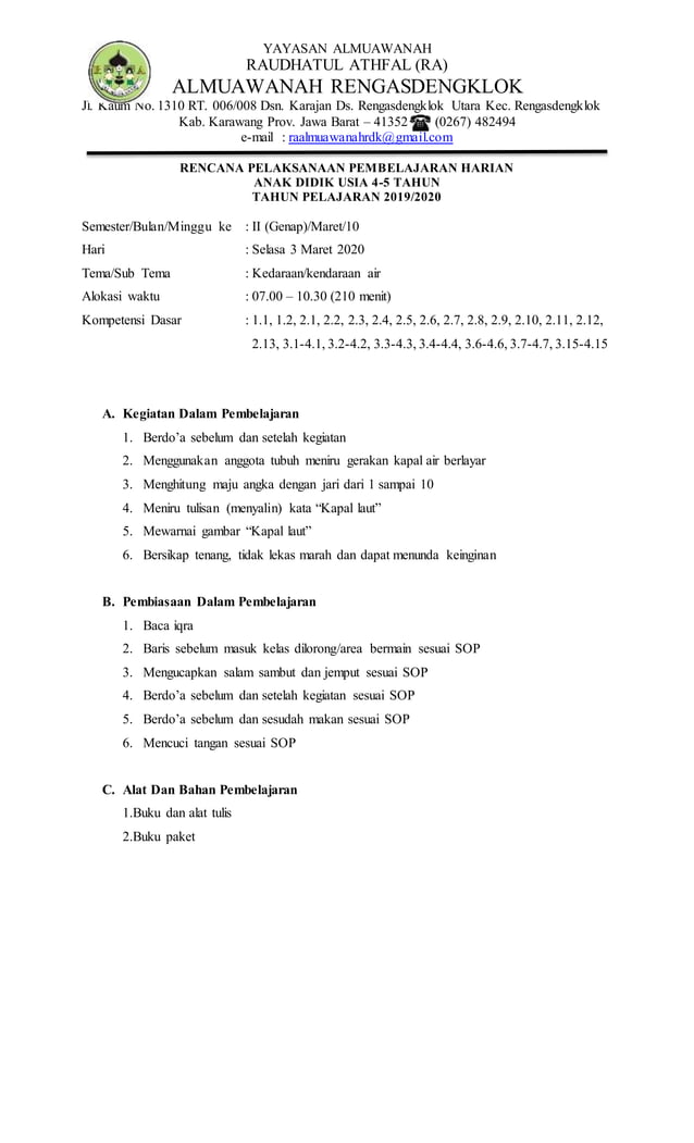 Rpph feb 2020 kendaraan air copy | PDF