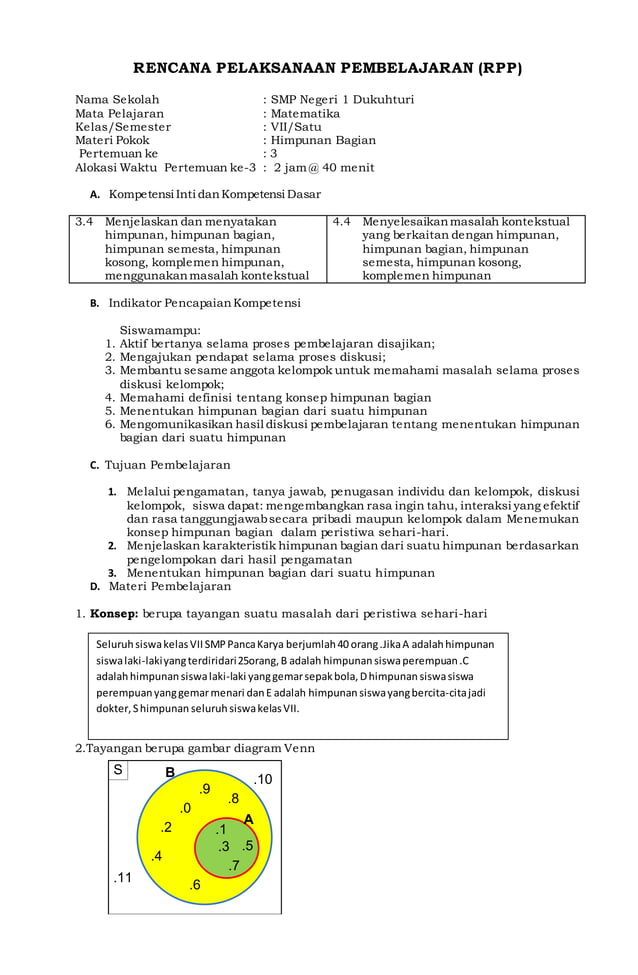 Rpp himpunan kls 7 kurtilas | PDF