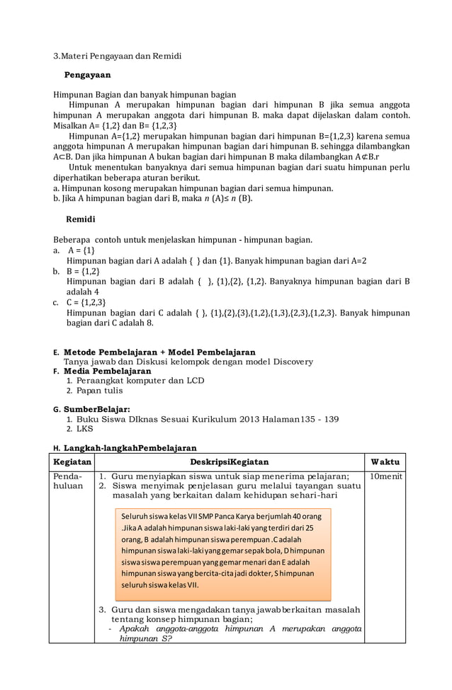 Rpp himpunan kls 7 kurtilas | PDF