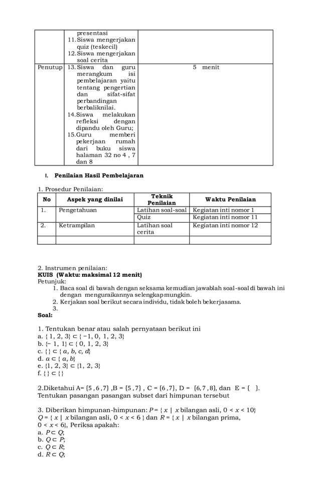 Rpp himpunan kls 7 kurtilas | PDF