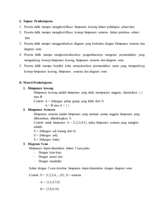 RPP HIMPUNAN KOSONG, HIMPUNAN SEMESTA DAN DIAGRAM VENN | PDF
