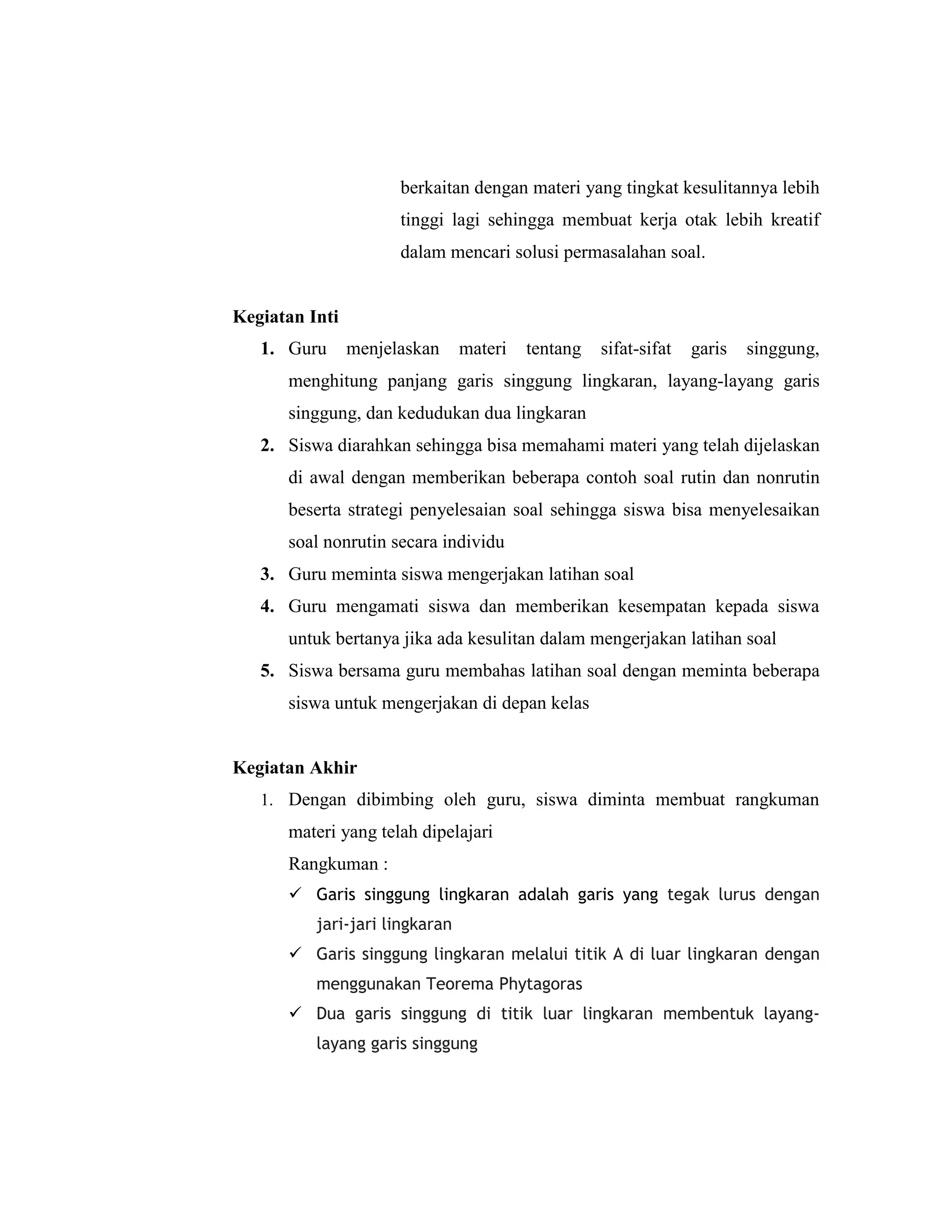 Rpp i sifat garis singgung ligkaran - aplot | PDF