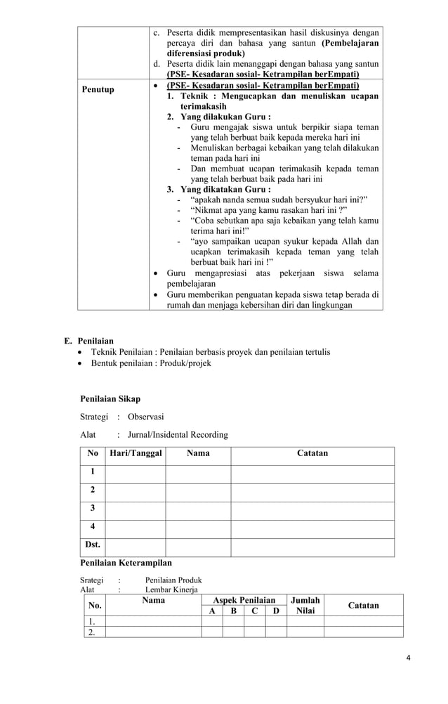 RPP Informatika Terintegrasi Pembelajaran Sosial Emosional (KSE) | PDF