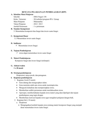 Rpp invers fungsi | DOCX
