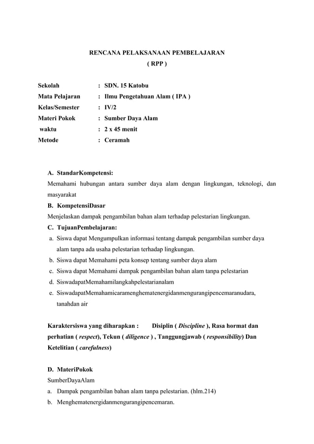 Rpp ipa kelas 2 | DOCX