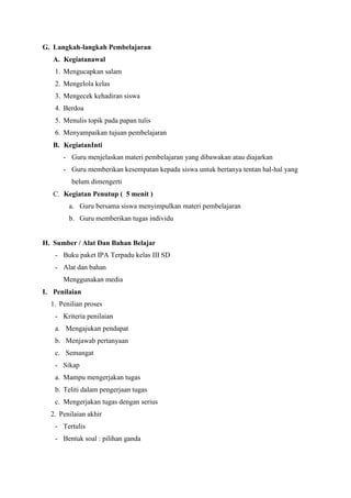 Rpp ipa kelas 3 | DOCX