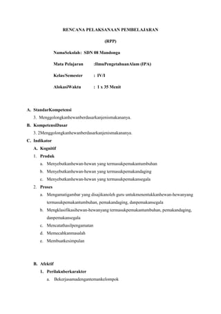 Rpp ipa kelas iv semester i | DOCX