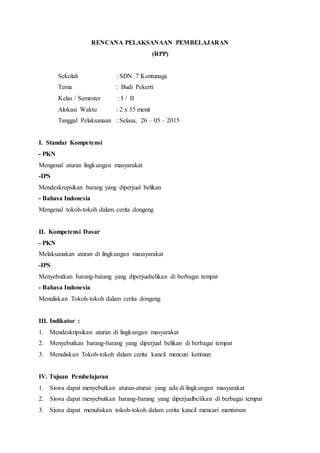 Rpp ipa kelas v | PDF
