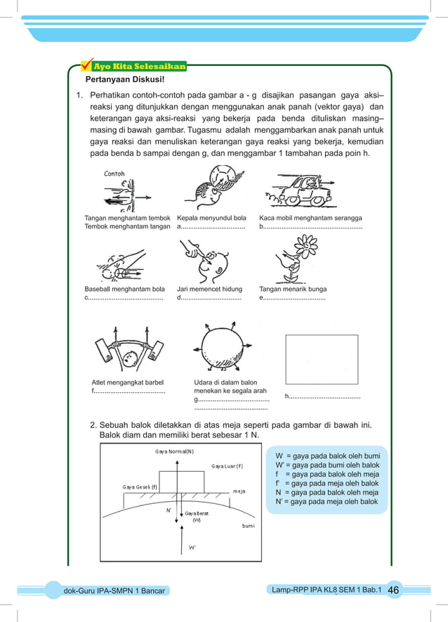RPP KURIKULUM 2013 IPA KELAS 8 SEMESTER 1 BAB 1 - GERAK PADA MAKHLUK ...