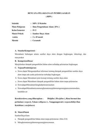 Rpp ips kelas 4 | PDF