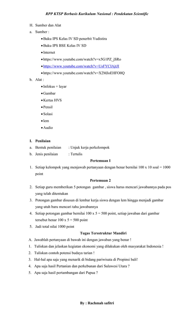 Rpp ips kelas 4 semester 2 potensi daerah dan kegiatan ekonomi berbasis ...