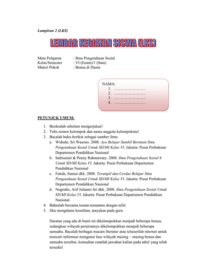 RPP ips kelas 6 | DOCX