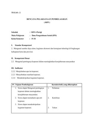 Rpp ips kelas iv | PDF