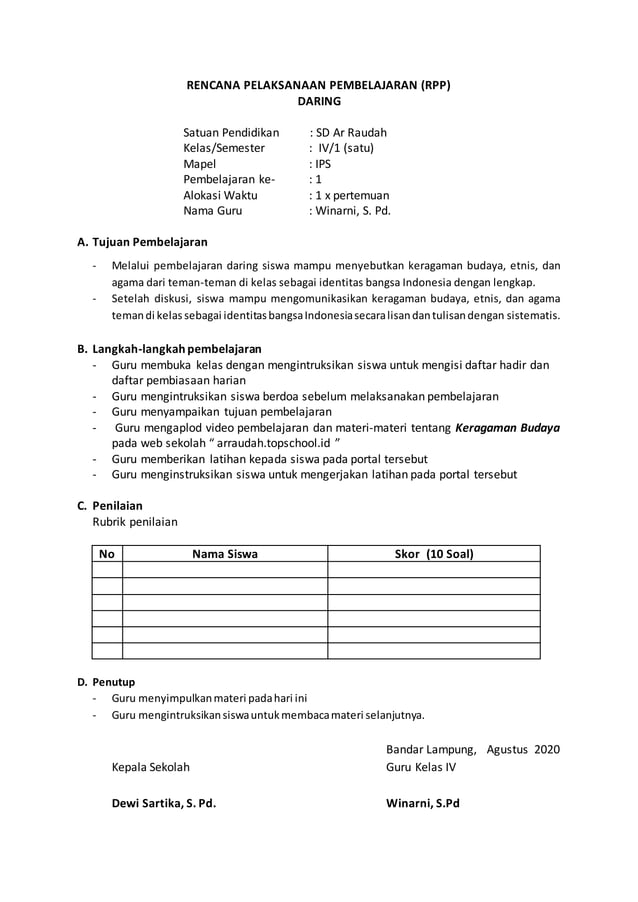 Rpp ips kls 4 p.1 | DOCX