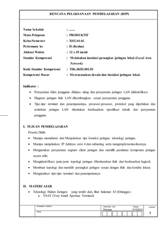 Rpp jaringan dasar | DOCX