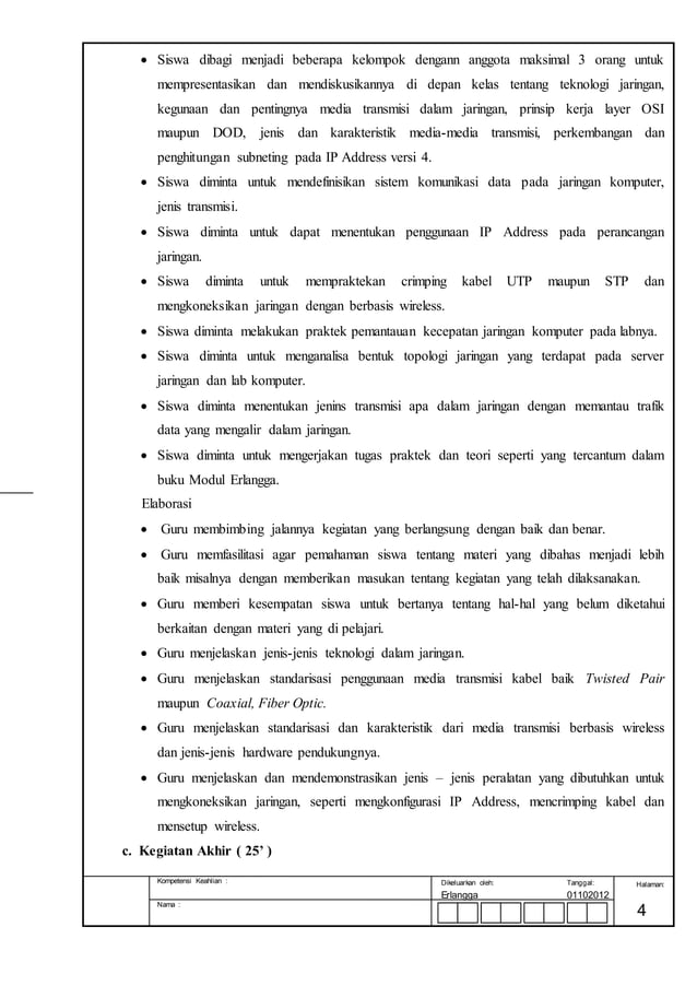 Rpp jaringan dasar | PDF