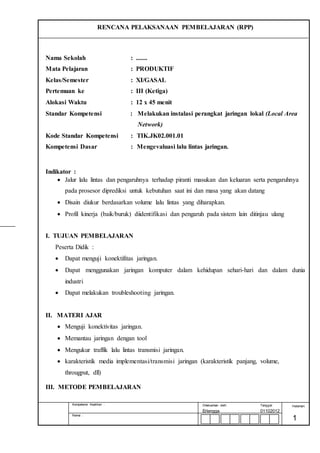 Rpp jaringan dasar | DOCX